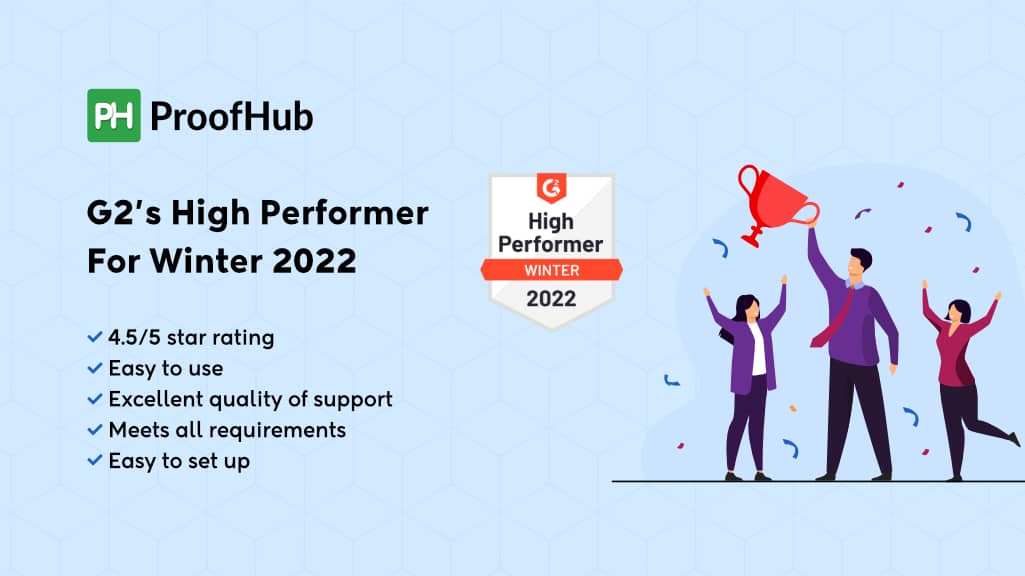 Proofhub Makes It To G2s Winter 2022 High Performer Report
