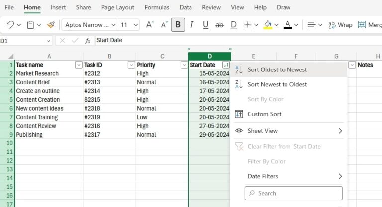 Create A Task Tracker in Excel With 7 Easy Steps
